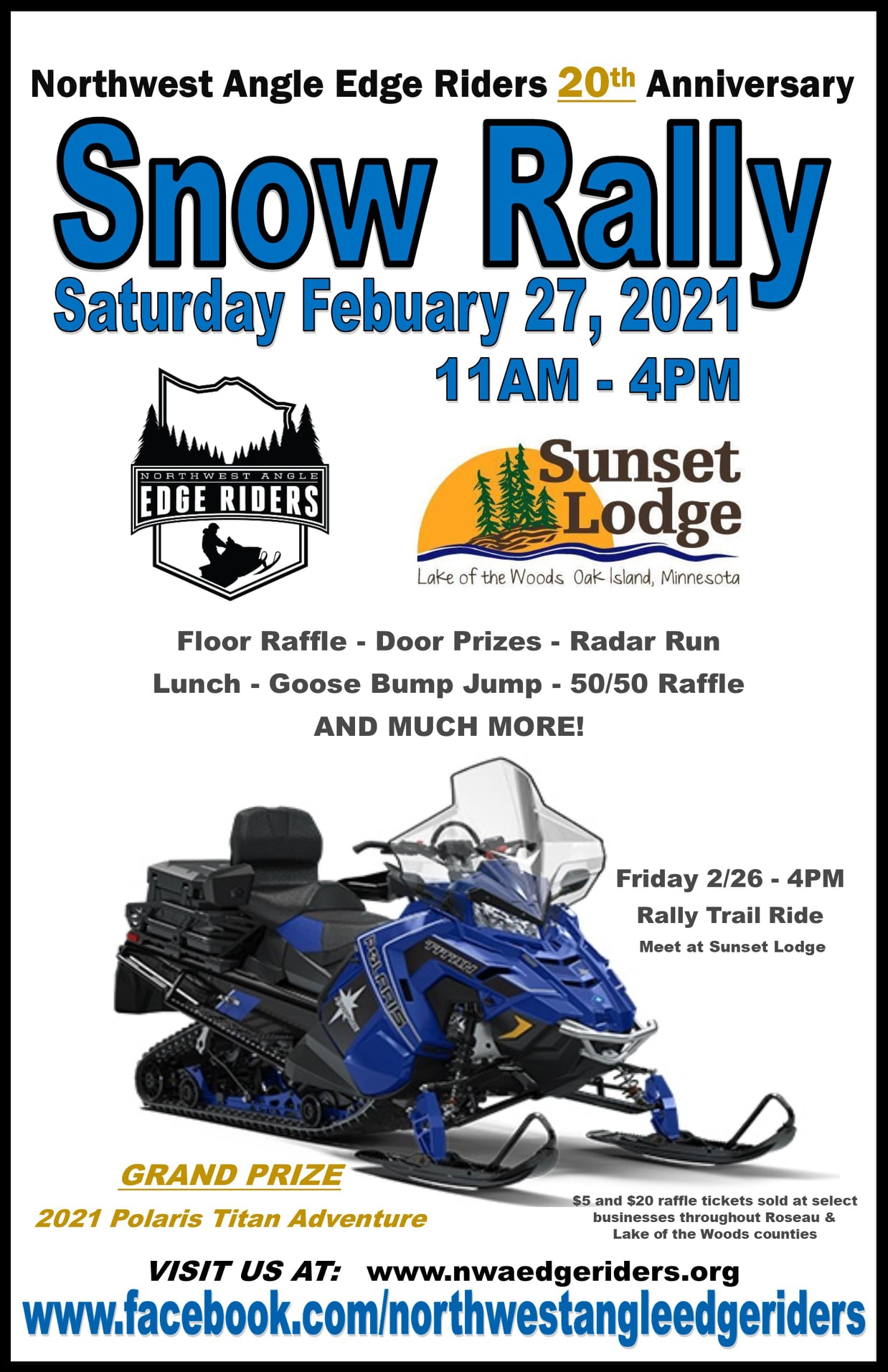 20th Annual NW Angle Edge Riders Snowmobile Club Rally - Lake of the Woods